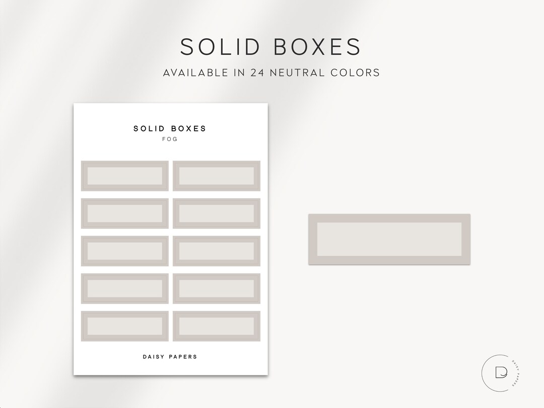 SOLID BOXES - Quarter Functional Boxes | Planner Stickers | Minimal & Functional Planner ...