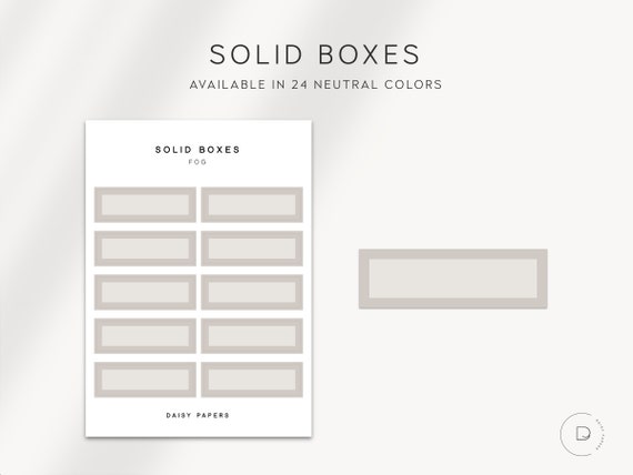 SOLID BOXES Quarter Functional Boxes Planner Stickers - Etsy