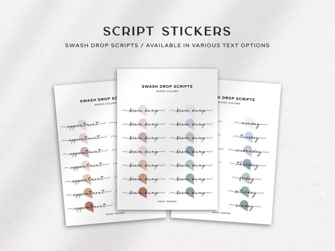SWASH DROP SCRIPTS | Script Planner Stickers | Minimal & Functional ...
