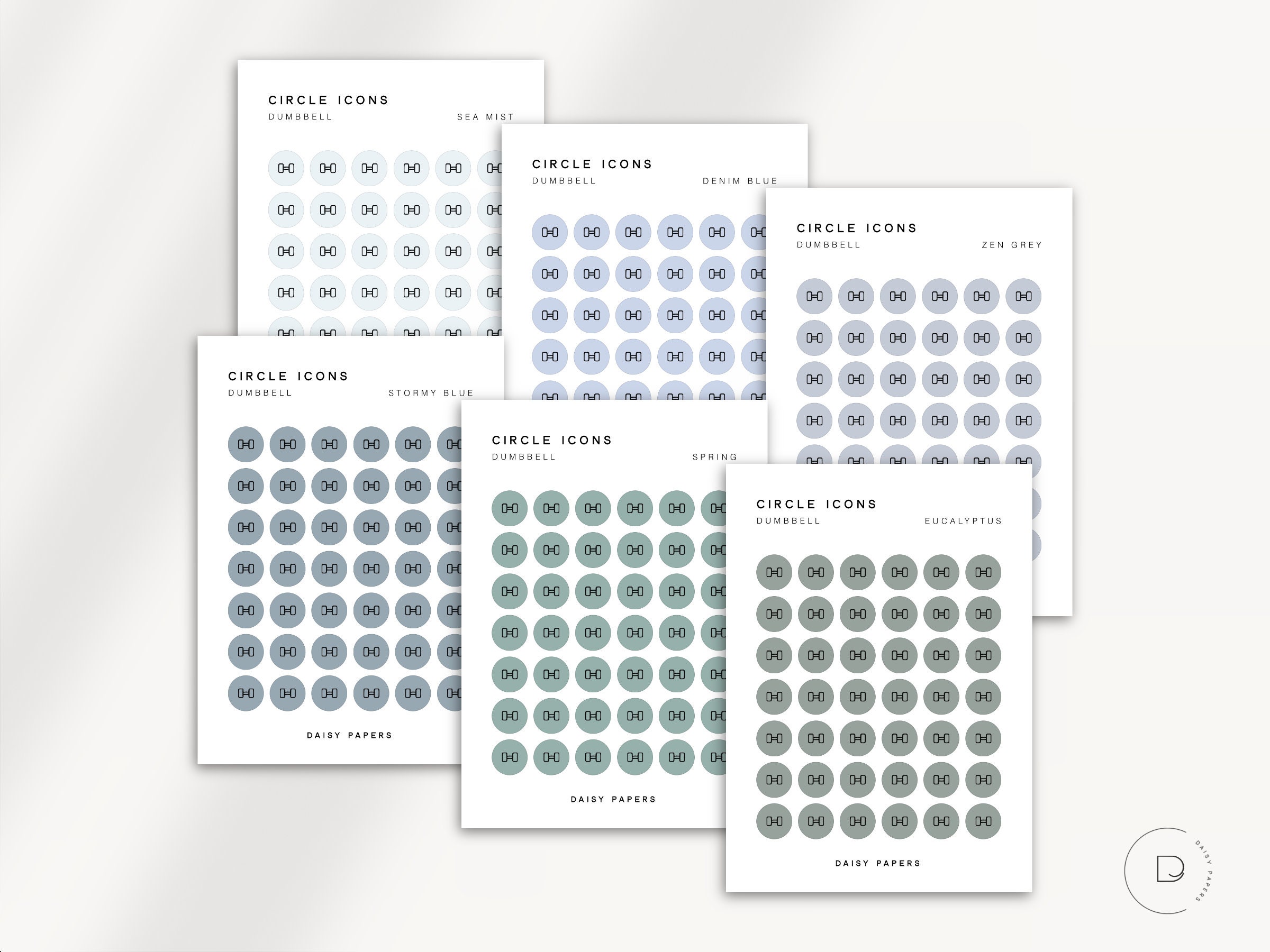 DUMBBELL Circle Icons Planner Stickers Minimal & - Etsy