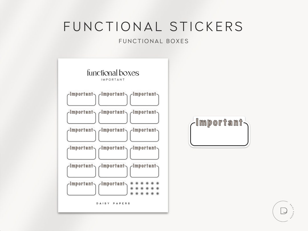 IMPORTANT - FUNCTIONAL BOXES | Planner Stickers | Minimal & Functional ...