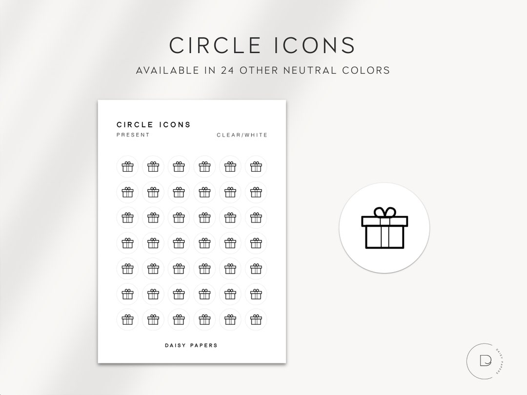 PRESENT/GIFT - Circle Icons | Planner Stickers | Minimal & Functional ...