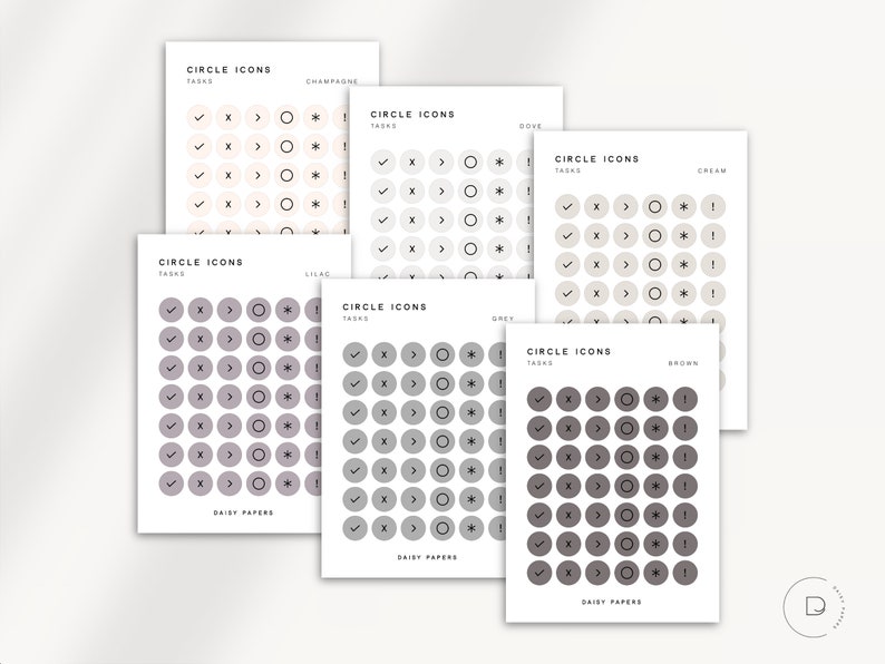 TASKS COMBO Circle Icons Planner Stickers Minimal & - Etsy