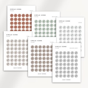 PHONE Circle Icons Planner Stickers Minimal & Functional - Etsy