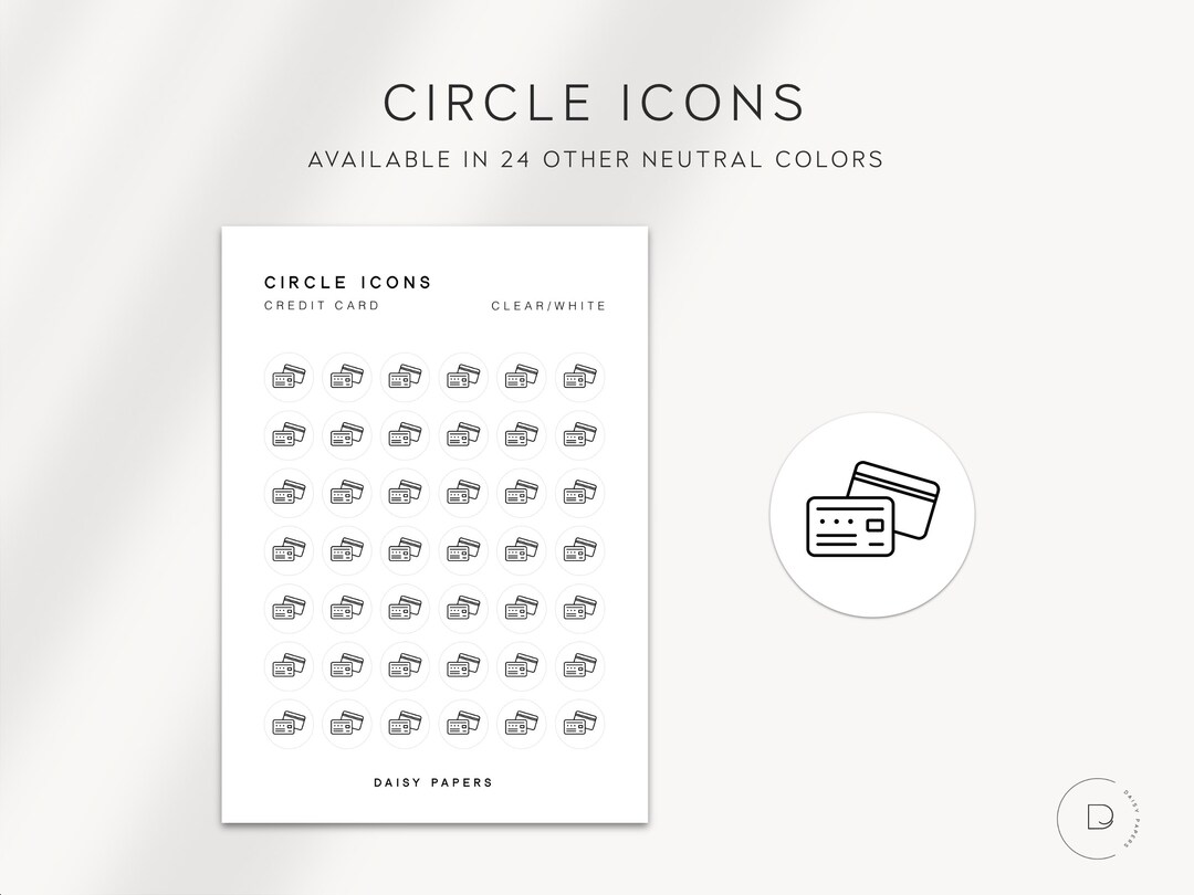 CREDIT CARD - Circle Icons | Planner Stickers | Minimal & Functional ...