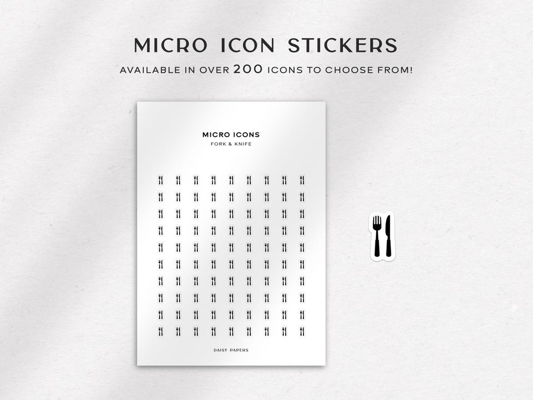 FORK / KNIFE - Micro Icon Stickers | Planner Stickers | Minimal ...