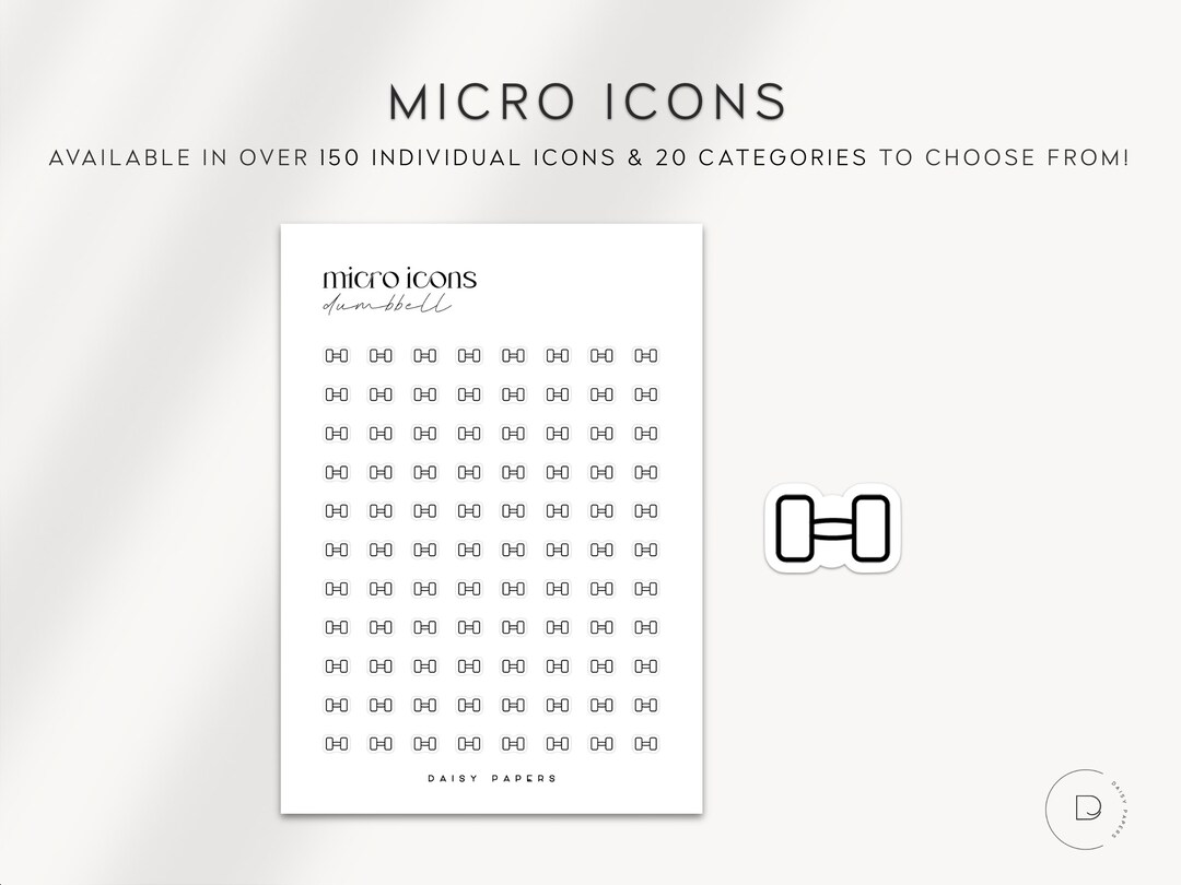 DUMBBELL Micro Icon Stickers Planner Stickers Minimal & Functional ...