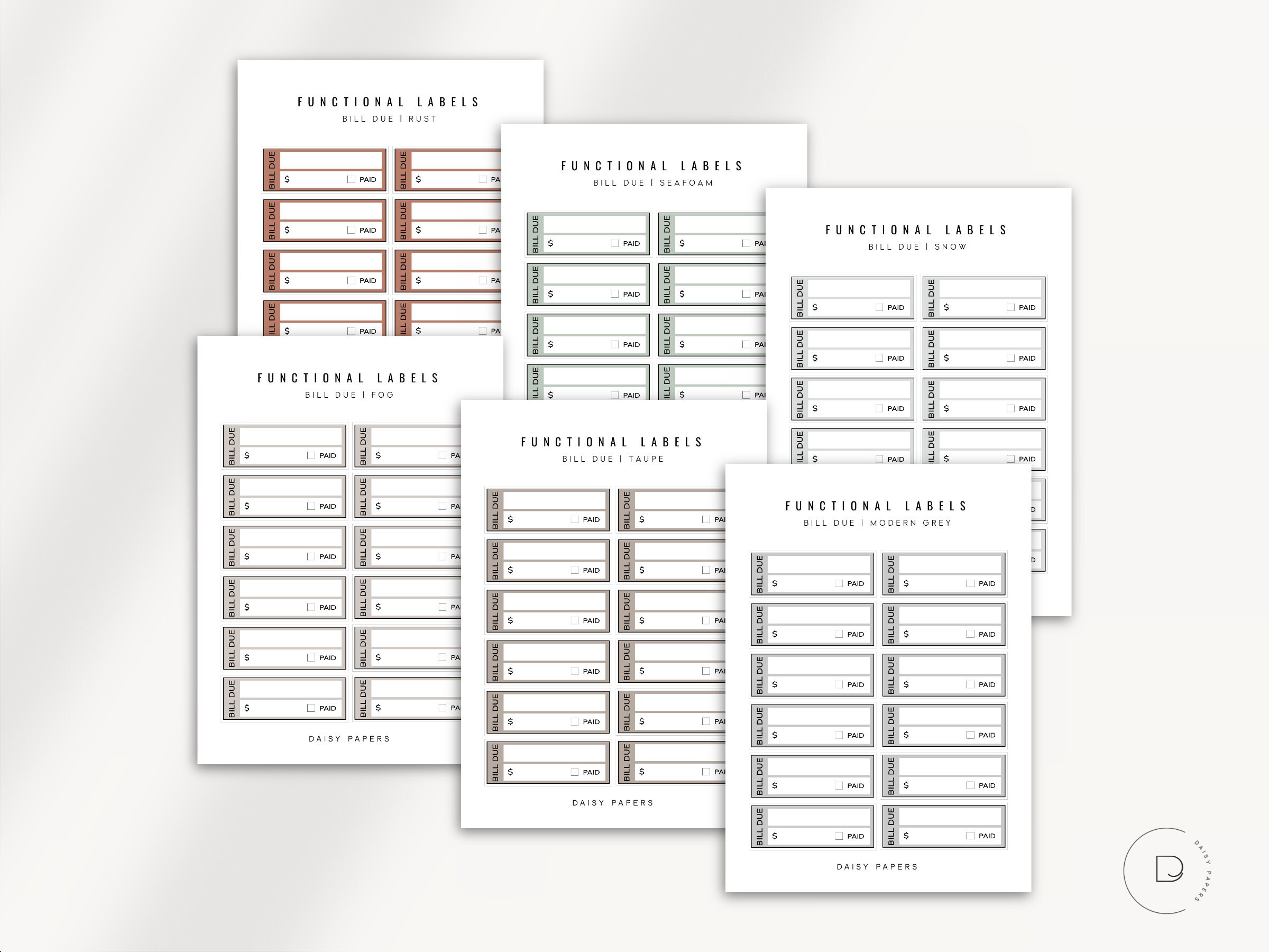BILL DUE - Functional Labels | Minimal & Functional Planner Stickers ...