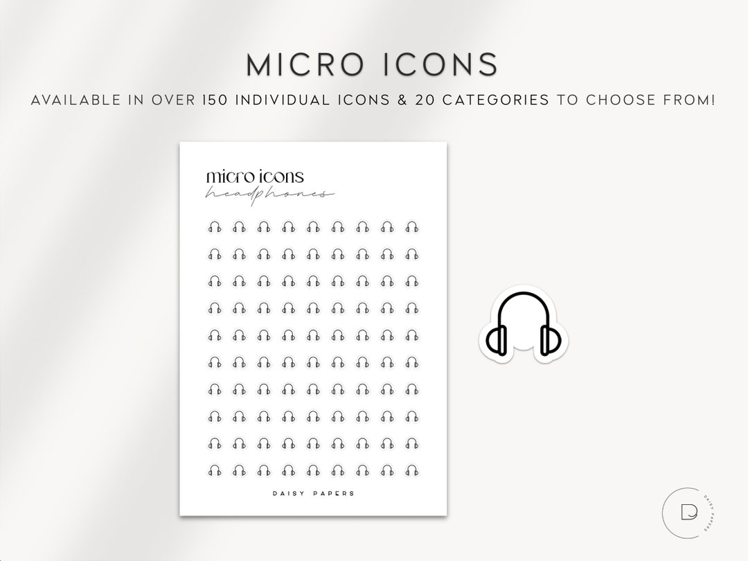 HEADPHONES - Micro Icon Stickers | Planner Stickers | Minimal ...