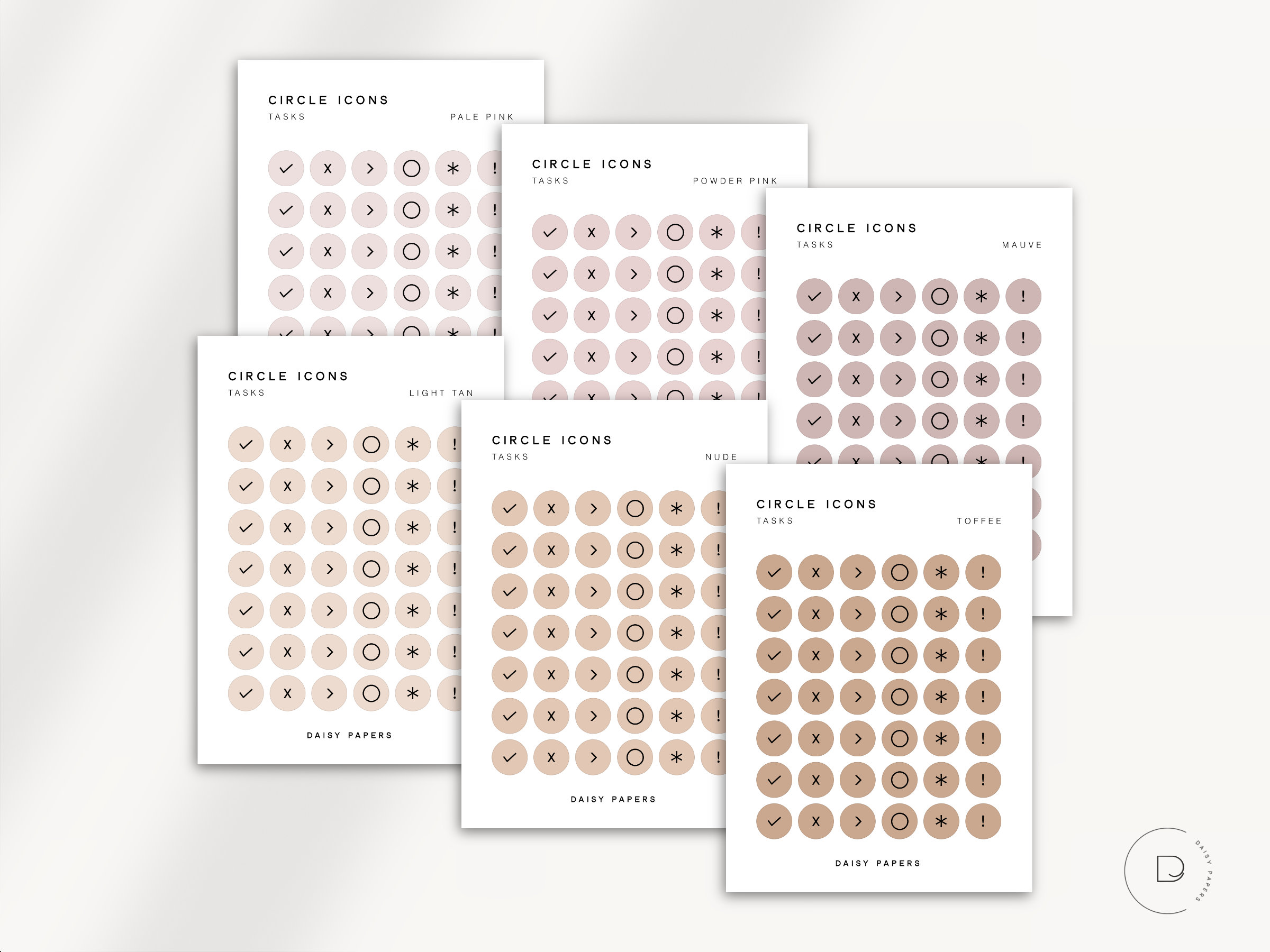 TASKS COMBO - Circle Icons | Planner Stickers | Minimal & Functional ...