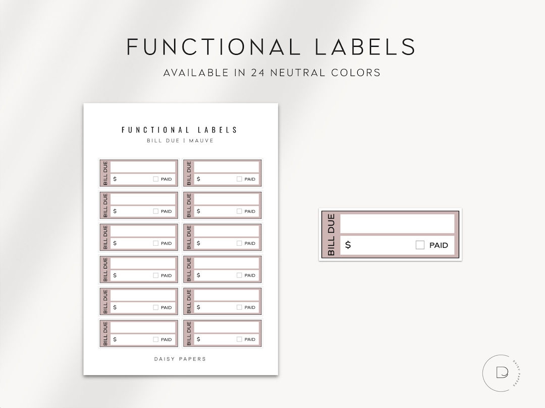 BILL DUE - Functional Labels | Minimal & Functional Planner Stickers ...