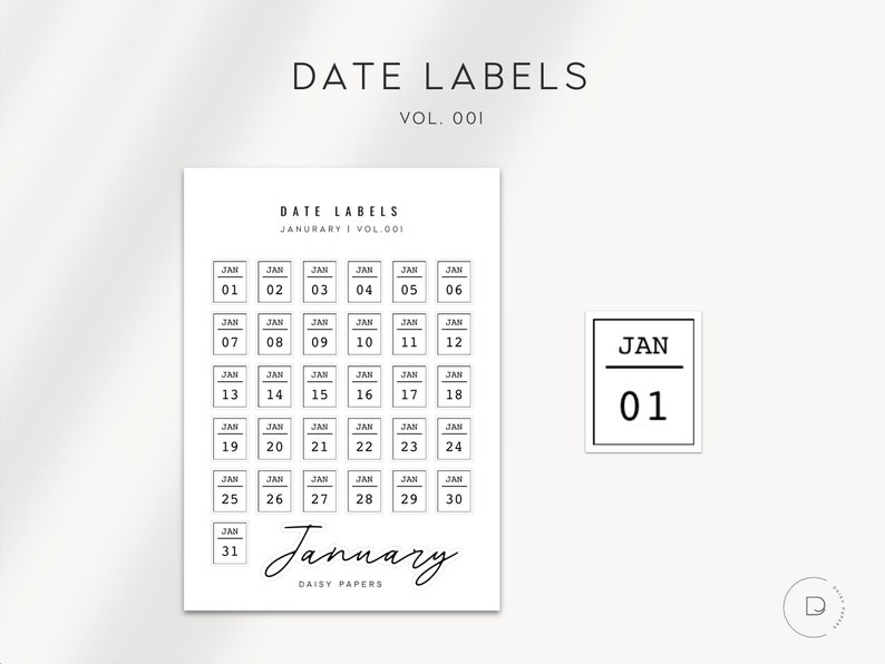 DATE LABELS VOL. 001 Functional Labels Minimal & - Etsy