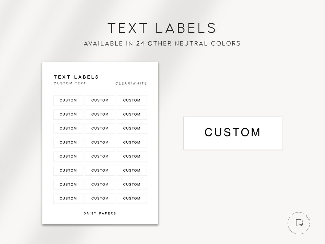 CUSTOM TEXT - Text Labels | Planner Stickers | Minimal & Functional ...