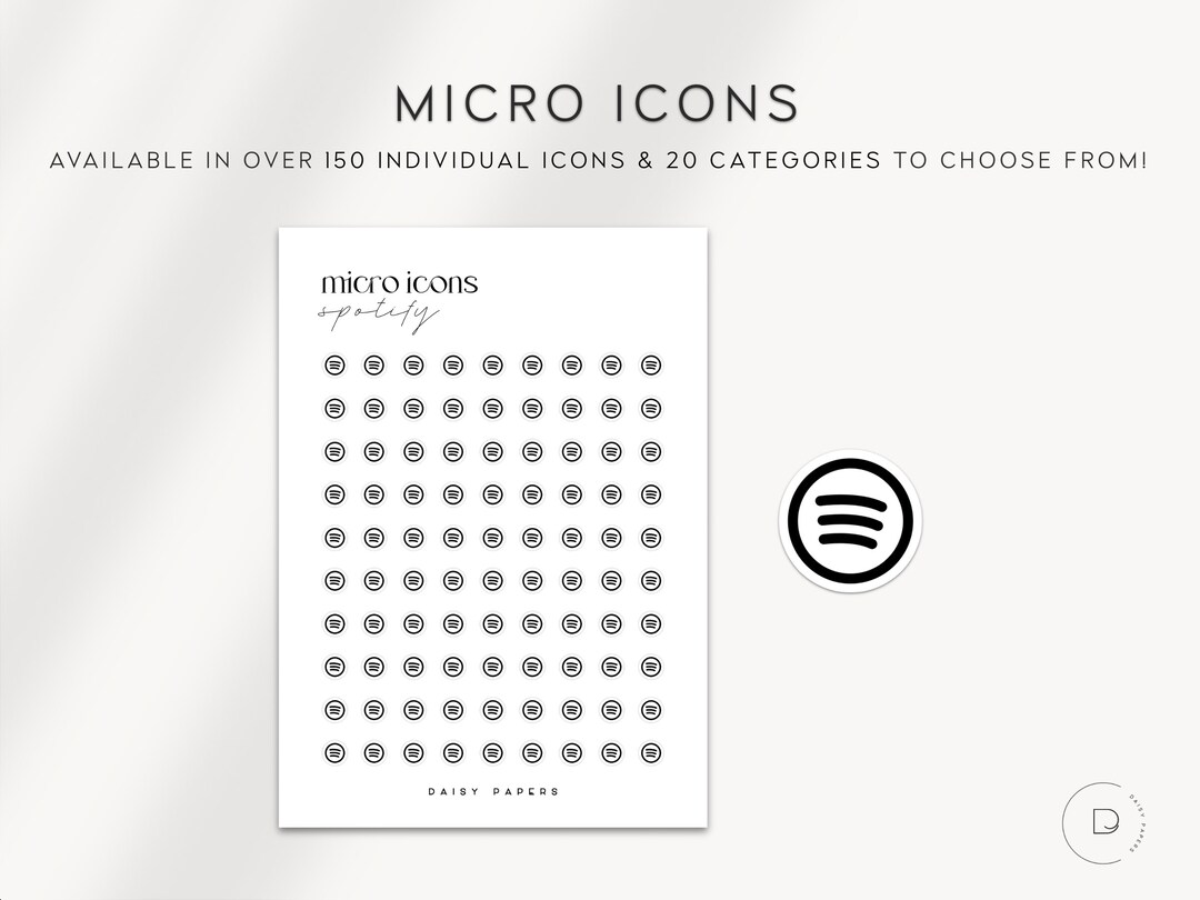 SPOTIFY Micro Icon Stickers Planner Stickers Minimal & Functional ...