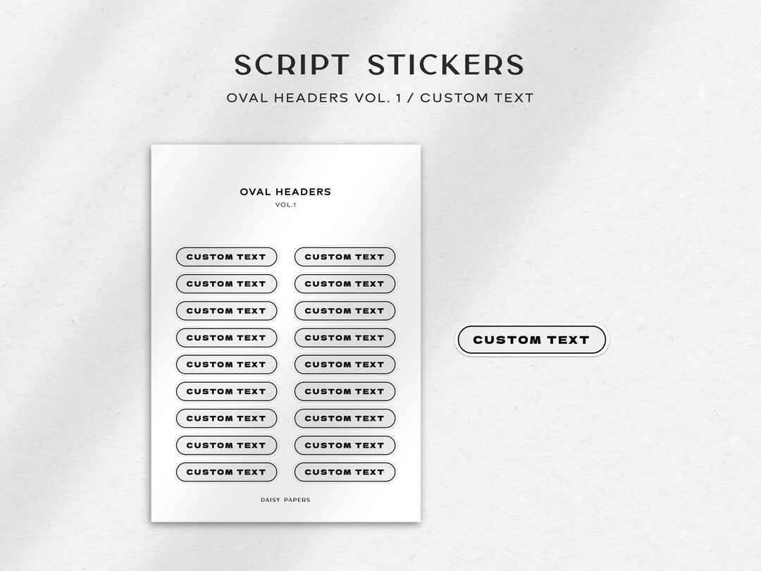 CUSTOM TEXTS - Oval Headers | Functional Planner Scripts | Minimal ...