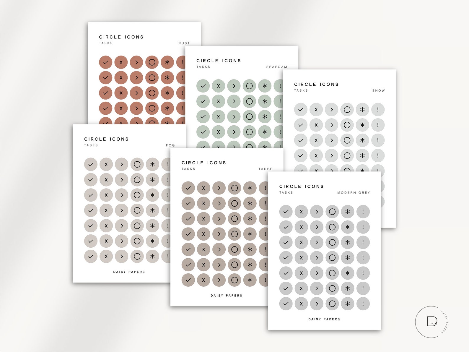 TASKS COMBO - Circle Icons | Planner Stickers | Minimal & Functional ...