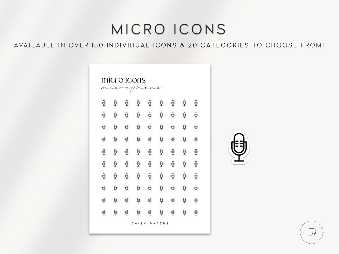 MICROPHONE Micro Icon Stickers Planner Stickers Minimal & Functional ...
