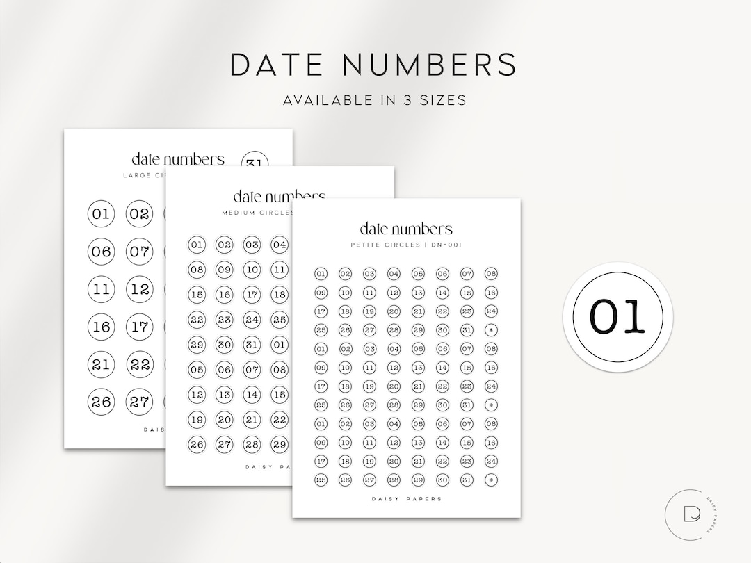 DATE NUMBERS (DN-001) - Transparent Functional Circle Date Number ...