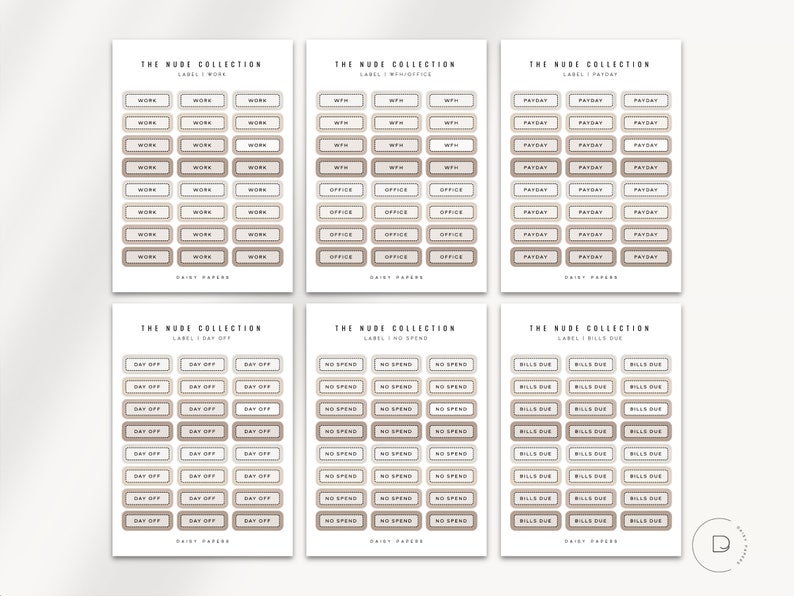 The Nude Collection Script Labels Minimal & Functional - Etsy