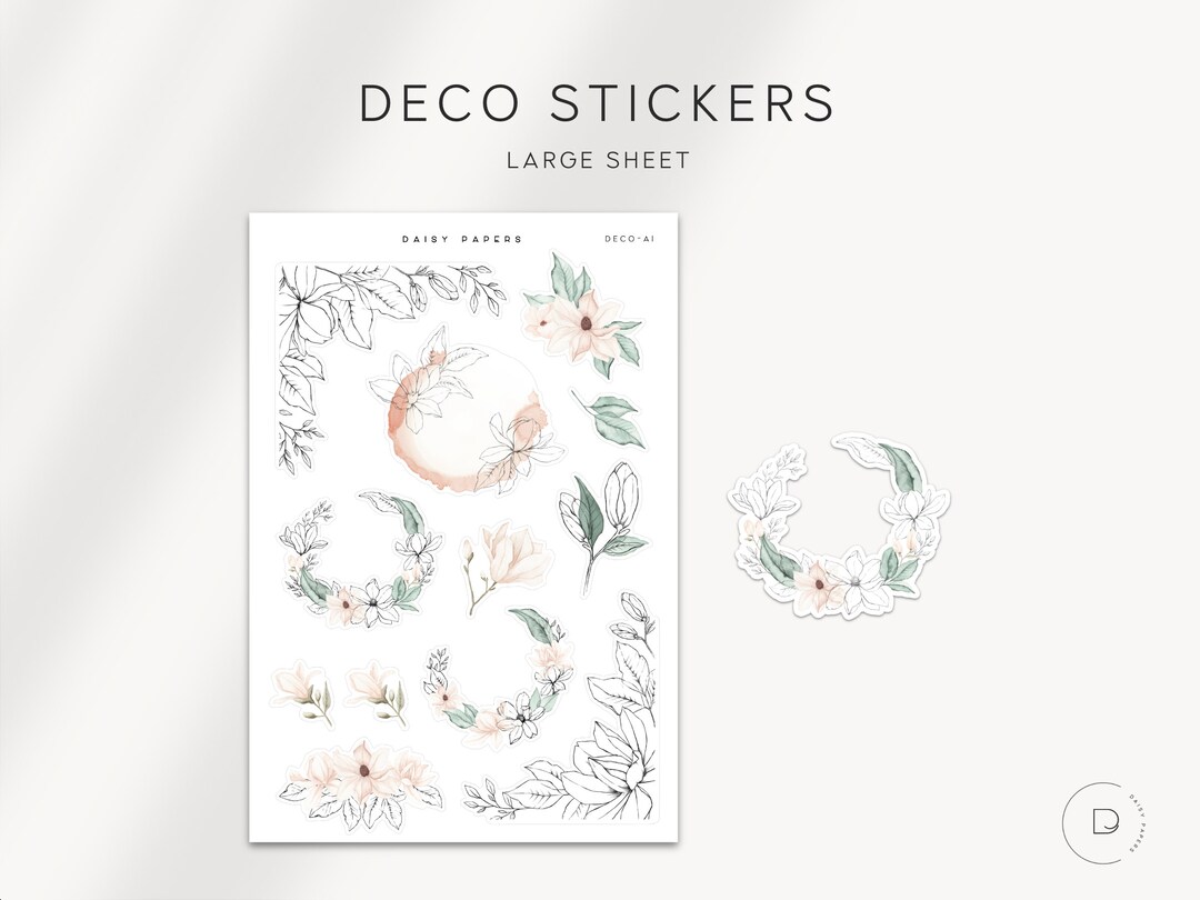DECO-A | Large Sheet Deco Stickers | Decorative Floral Planner Stickers ...