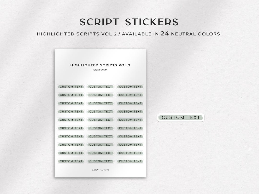 CUSTOM TEXT - Highlighted Scripts Vol. 2 | Planner Stickers | Minimal ...