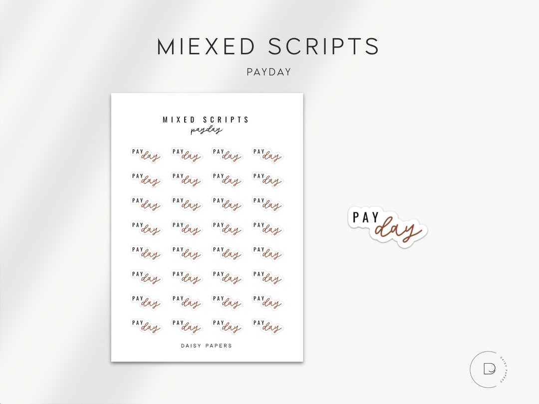 PAYDAY Mixed Scripts Planner Script Stickers Minimal & Functional ...
