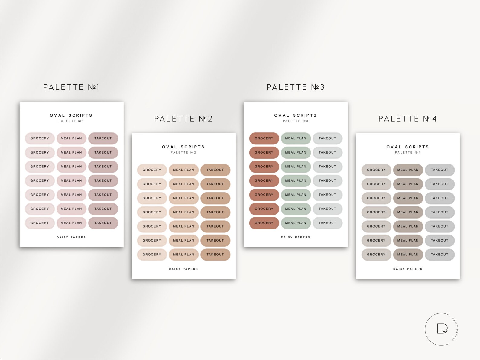 Grocery / Meal Plan / Takeout Oval Scripts Tri-color - Etsy