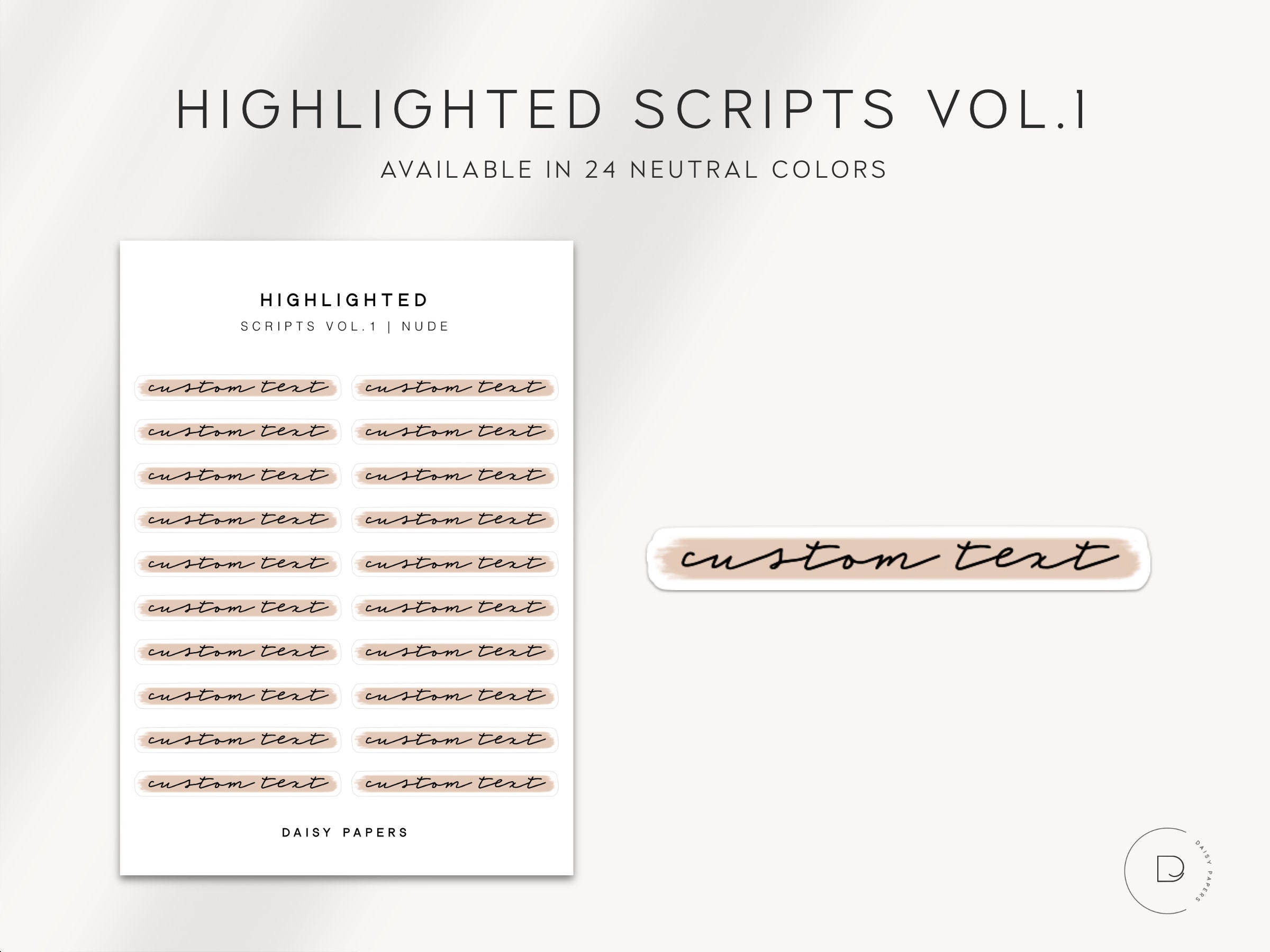 CUSTOM TEXT Highlighted Scripts Vol. 1 Planner Stickers - Etsy