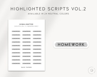 Homework Script Stickers S052 School Work Word Stickers - Etsy
