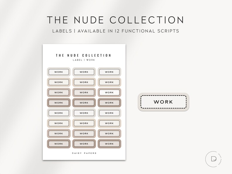 The Nude Collection Script Labels Minimal & Functional - Etsy