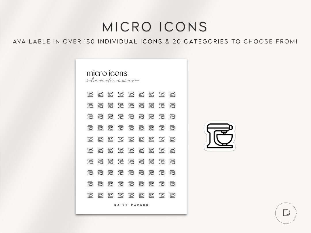 STANDMIXER - Micro Icon Stickers | Planner Stickers | Minimal ...