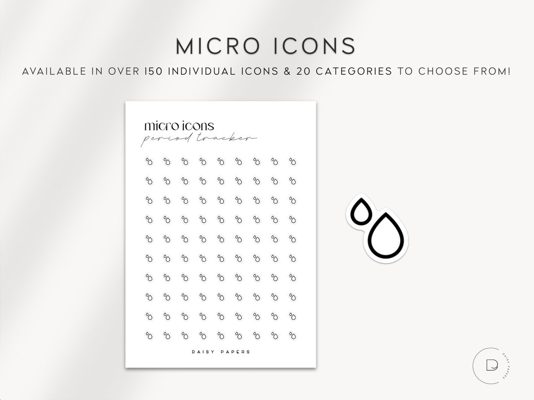 PERIOD TRACKER Micro Icon Stickers Planner Stickers Minimal ...
