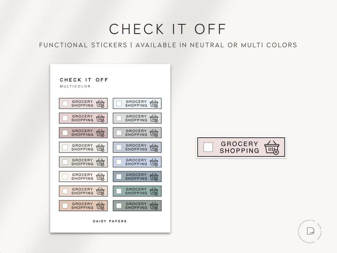 GROCERY SHOPPING - Check It off | Planner Stickers | Minimal Planner ...