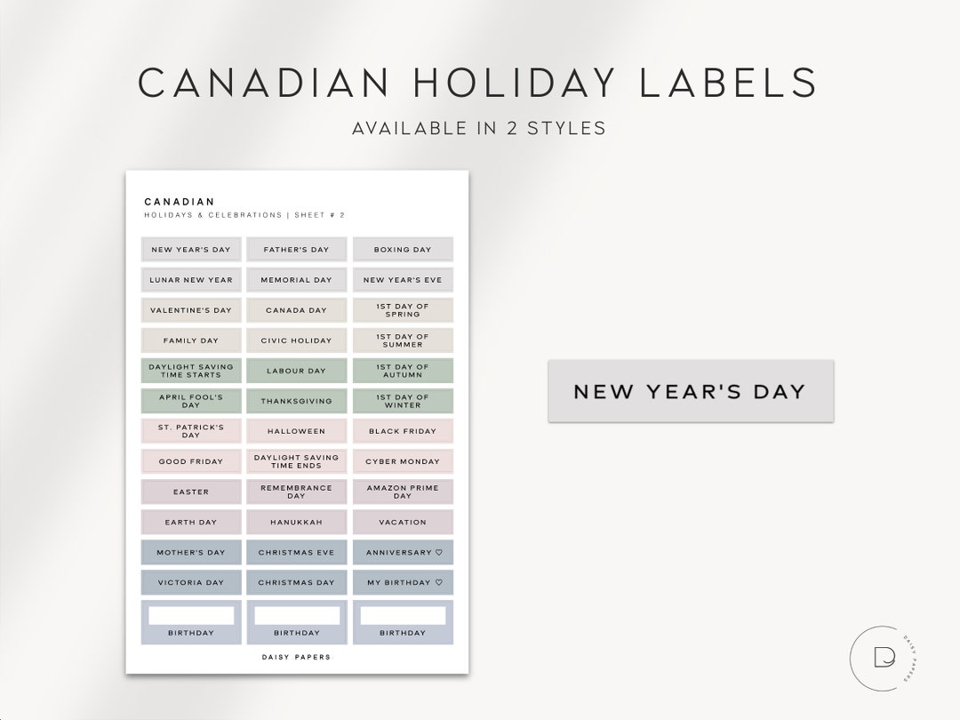 CANADIAN Holiday / Celebration Labels | Planner Stickers | Minimal ...