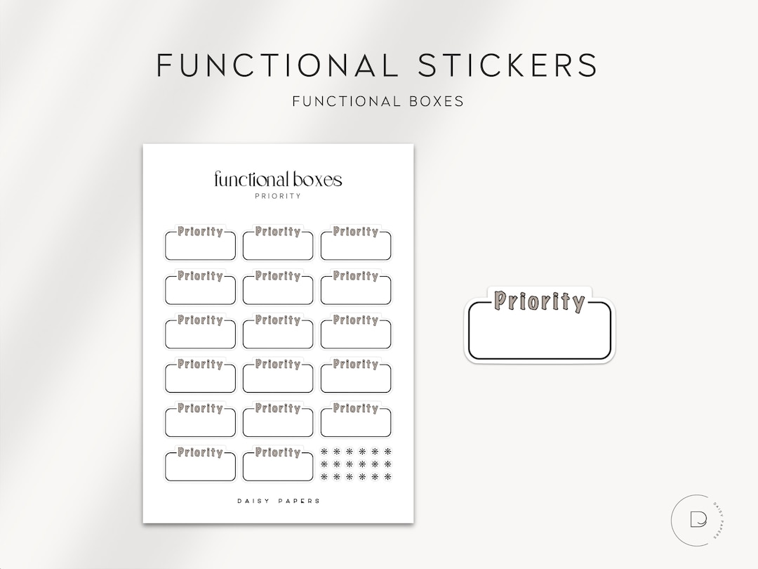 PRIORITY - FUNCTIONAL BOXES | Planner Stickers | Minimal & Functional ...