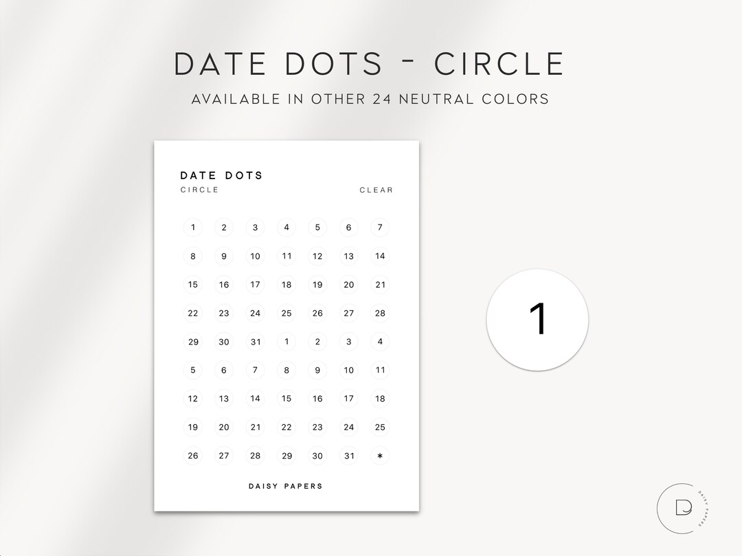 TRANSPARENT - Circle Date Dots | Planner Stickers | Minimal ...