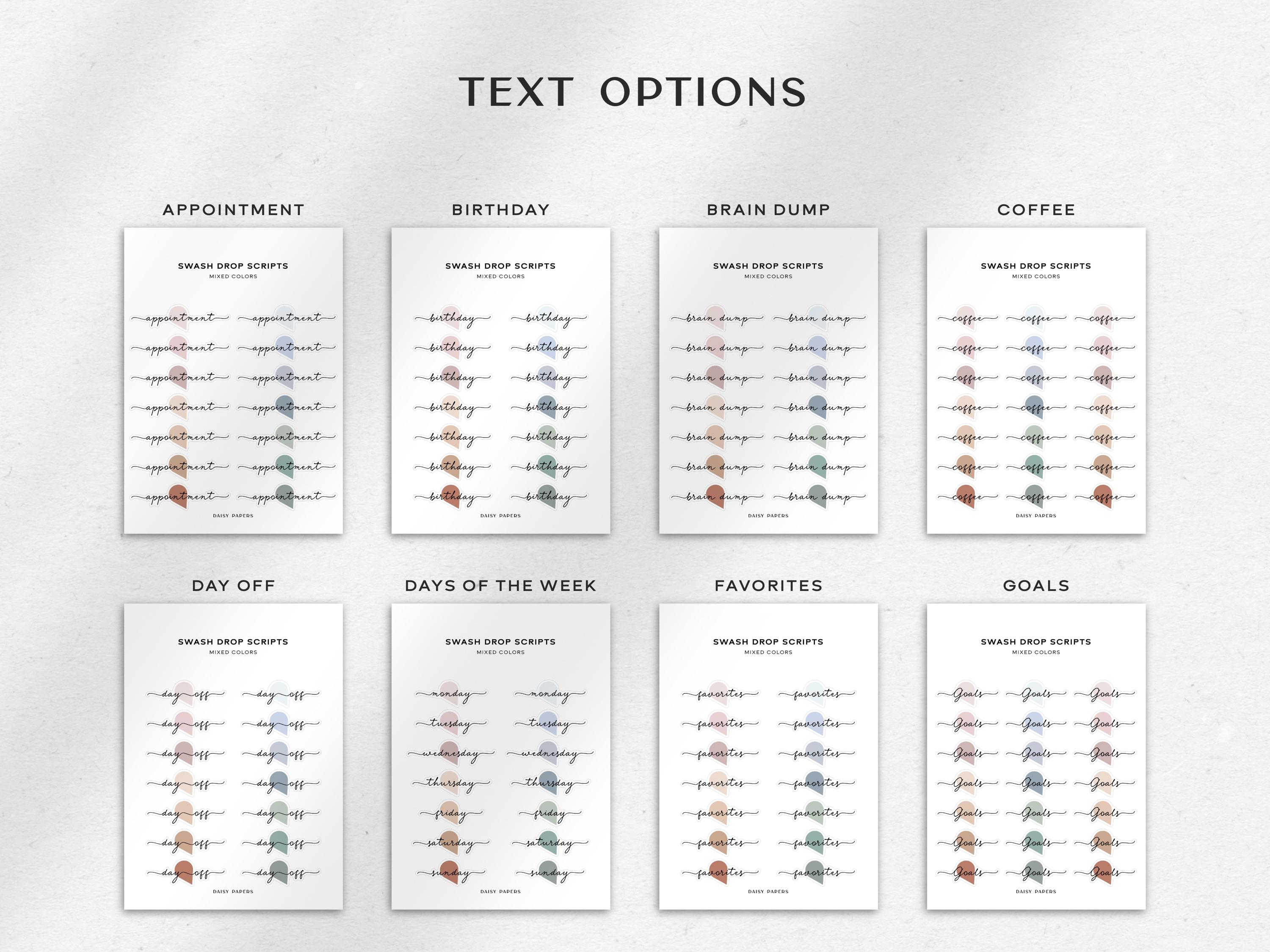 SWASH DROP SCRIPTS | Script Planner Stickers | Minimal & Functional ...