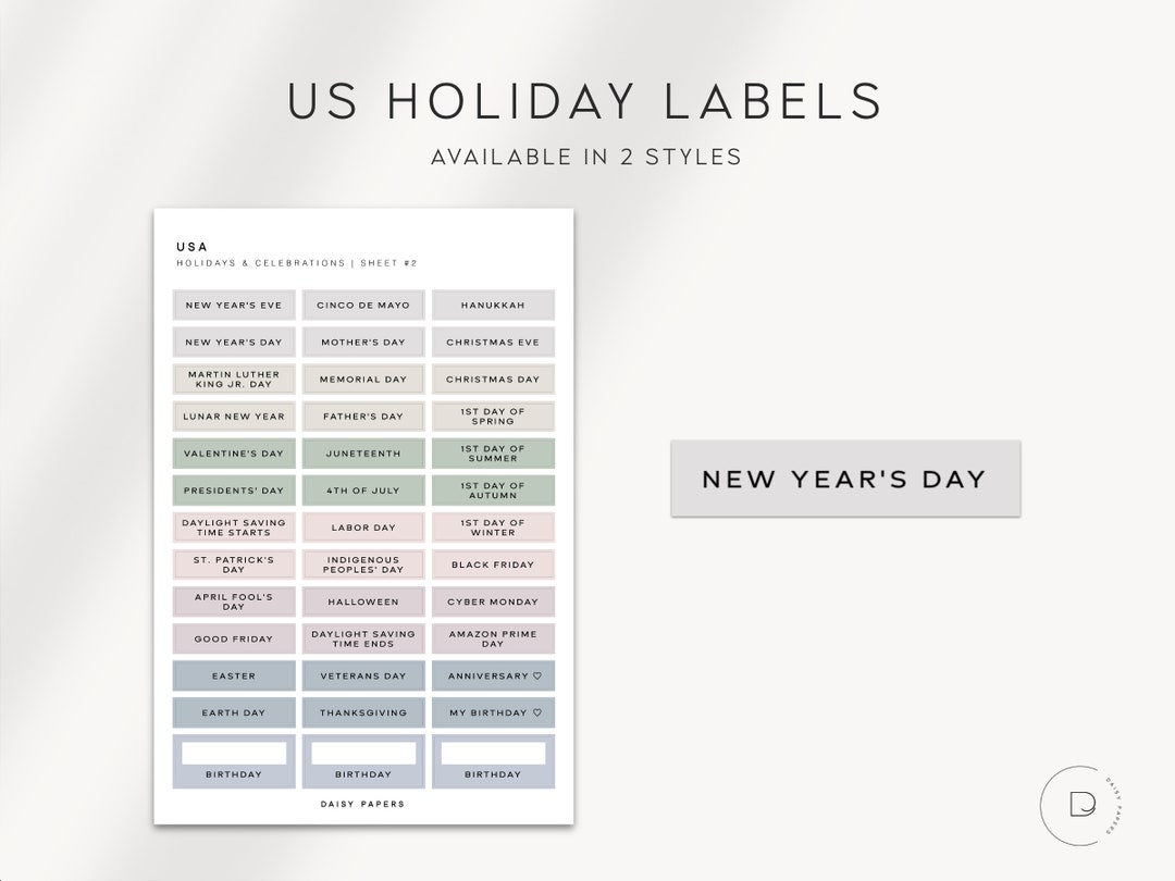 USA Holiday / Celebration Labels | Planner Stickers | Minimal ...