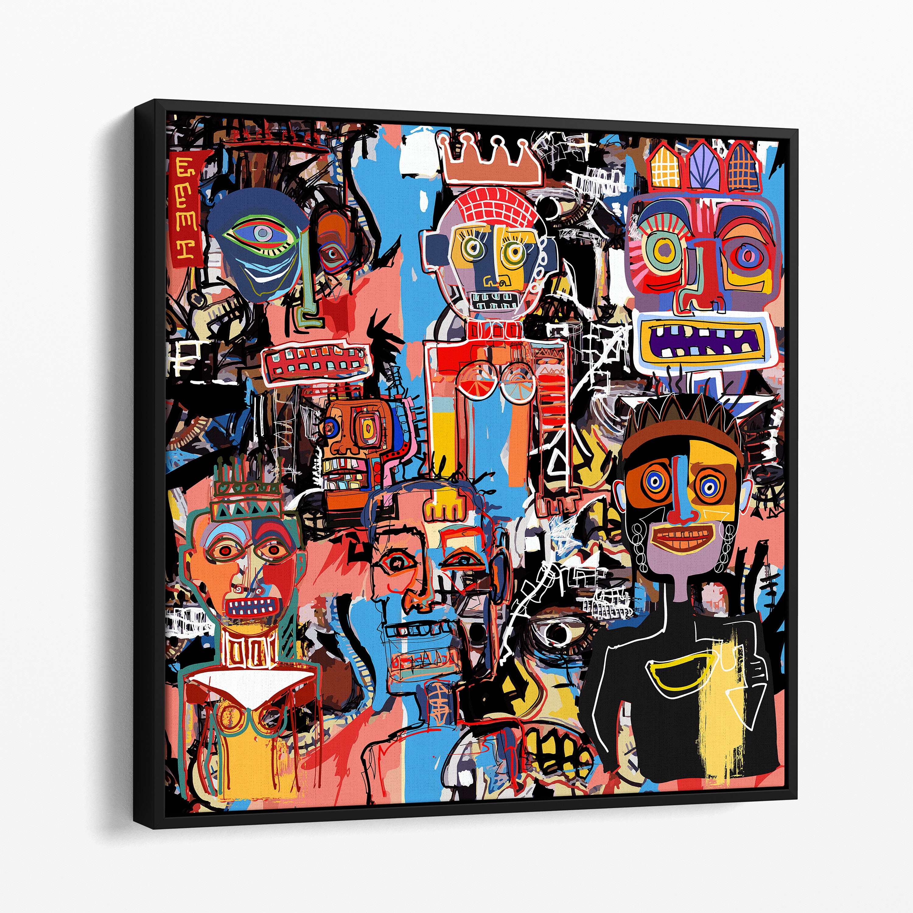 Drawing Style Art - Abstract Basquiat Characters - Unique Wall Art ...