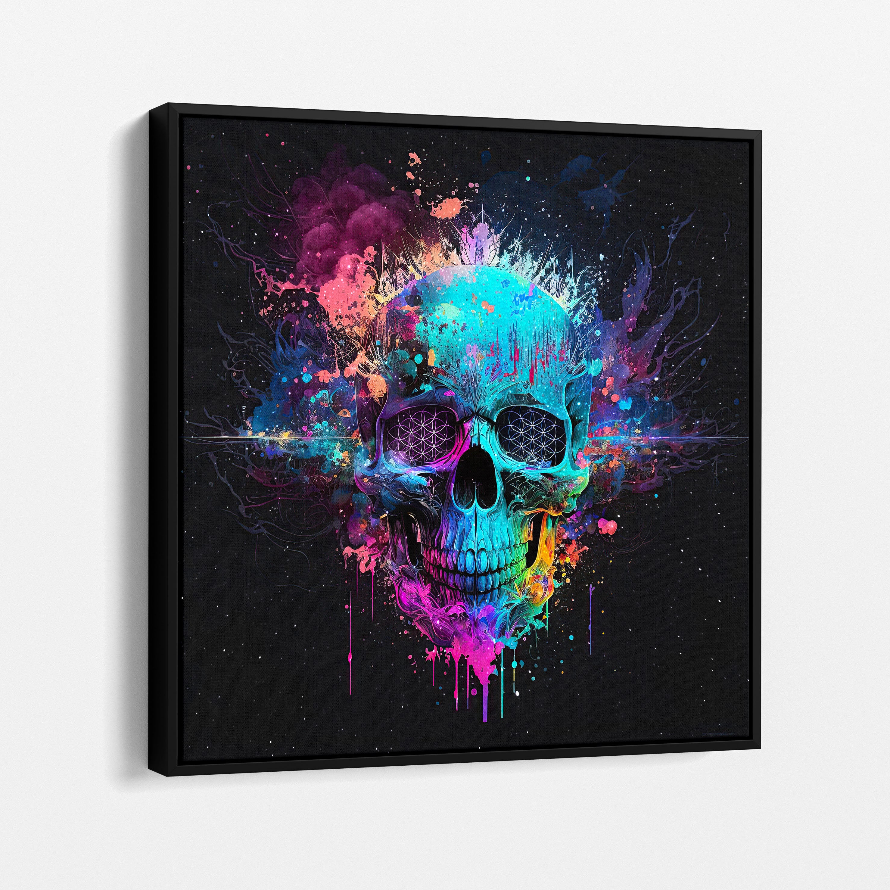 Colorful Skull Art Memento Mori Art Cool Wall Art Colorful Exploding ...