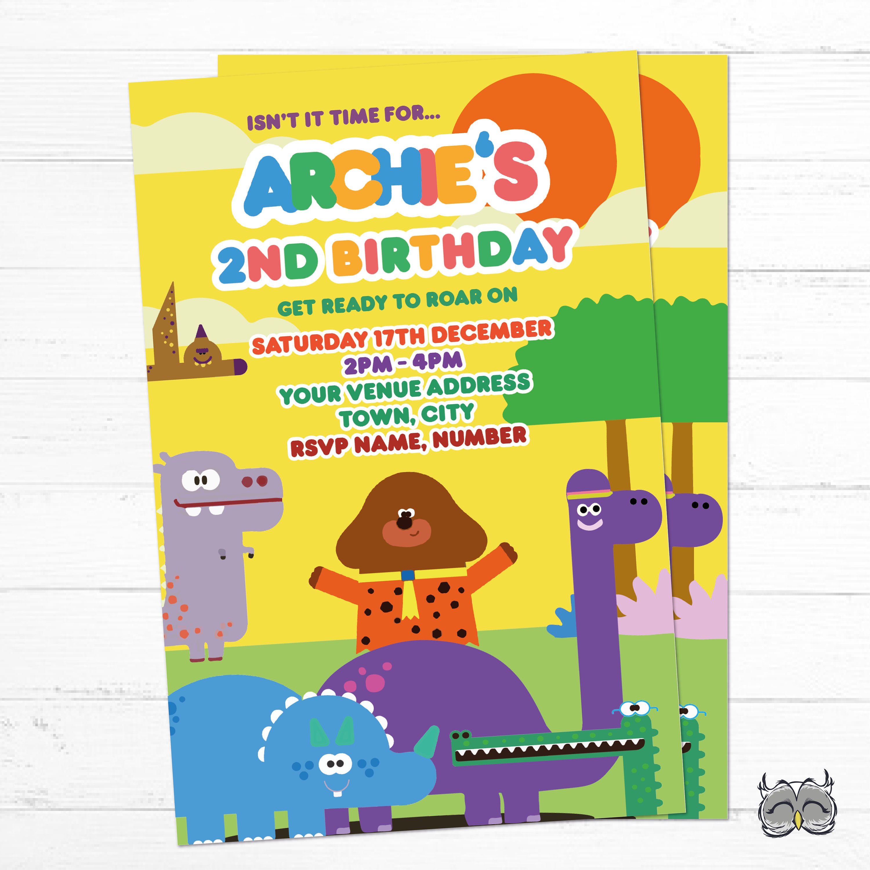 Hey Duggee Dinosaur Party Invite | Kids Invitations | Children's Party ...