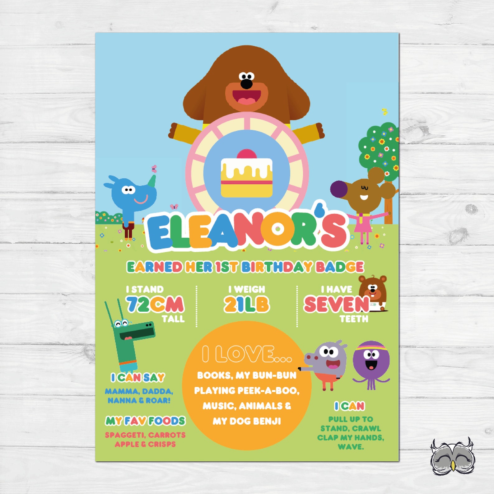 Hey Duggee Milestone Birthday Print 1st Birthday Print Baby's First ...