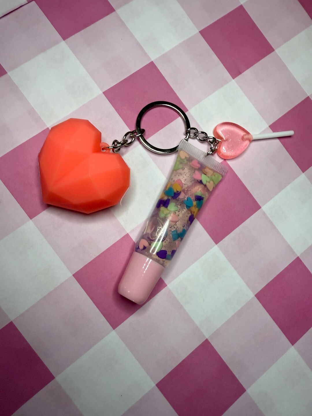 Pink Heart Lip Gloss With Keychain - Etsy