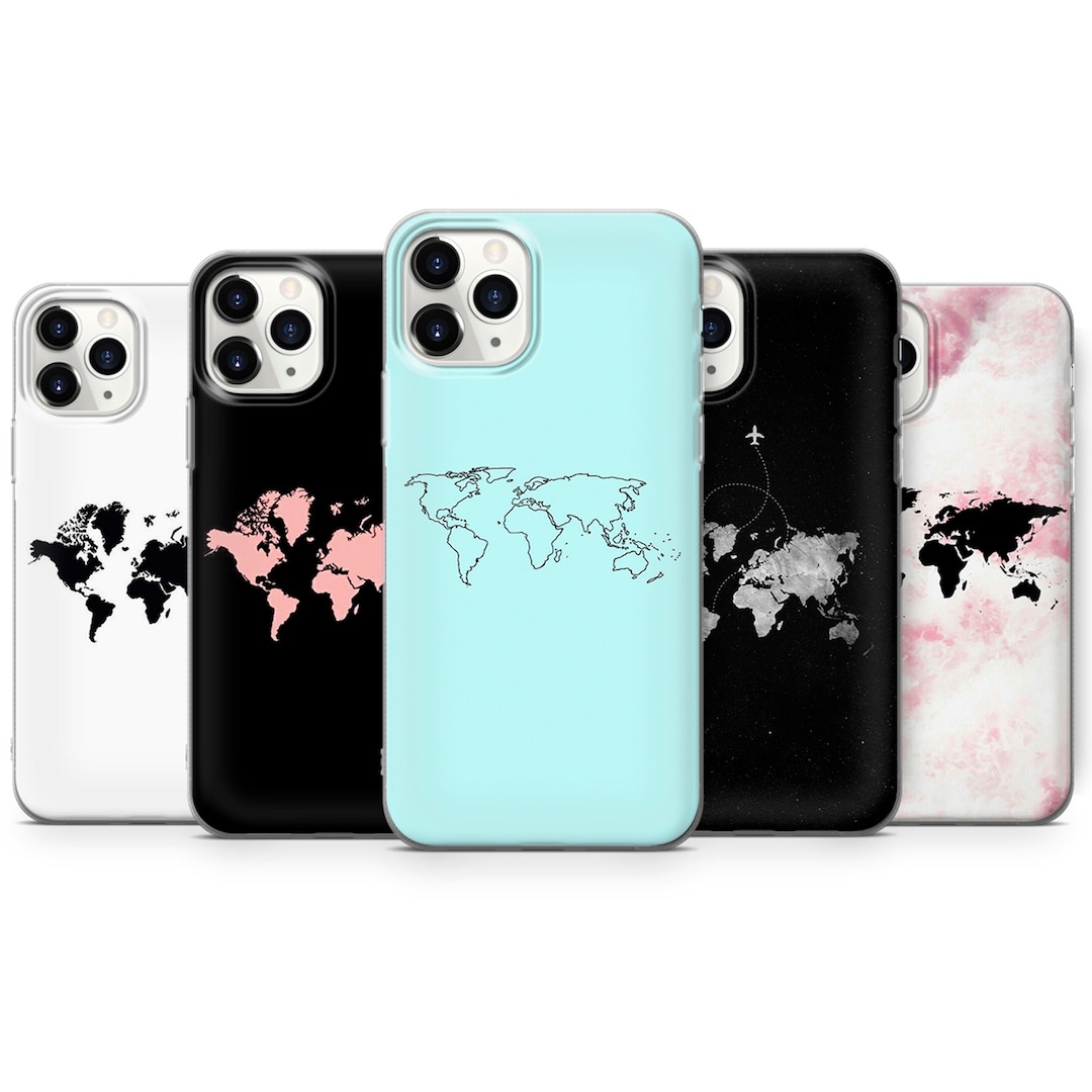 World Map Phone Case Travel Print Cover Fit for iPhone 16 15 14 13 12 ...