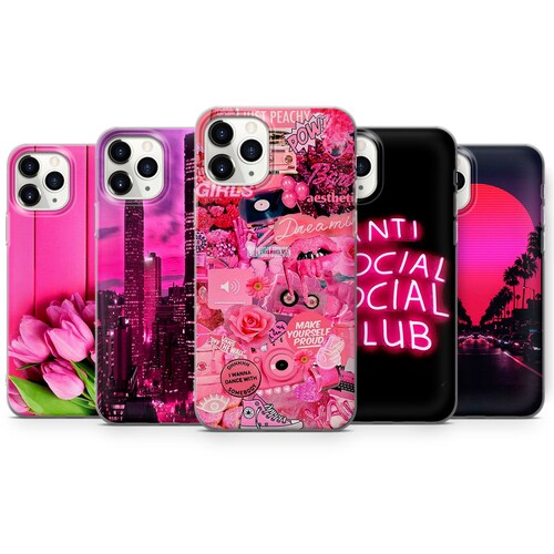 Pink Pastel Phone Case Hot Pink Cover Fit for Iphone 13 12 | Etsy