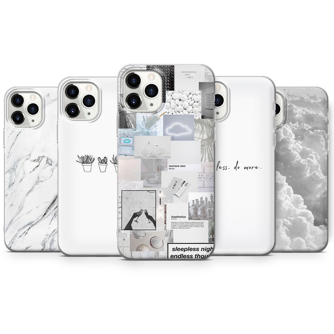 White Aesthetic Phone Case Simple Cover Fit for iPhone 16 15 14 13 12 ...