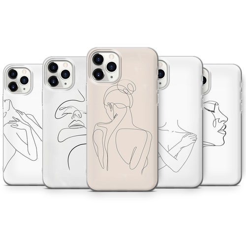 Line Art Phone Case Minimalistic Art Cover Fit for Iphone 12 - Etsy