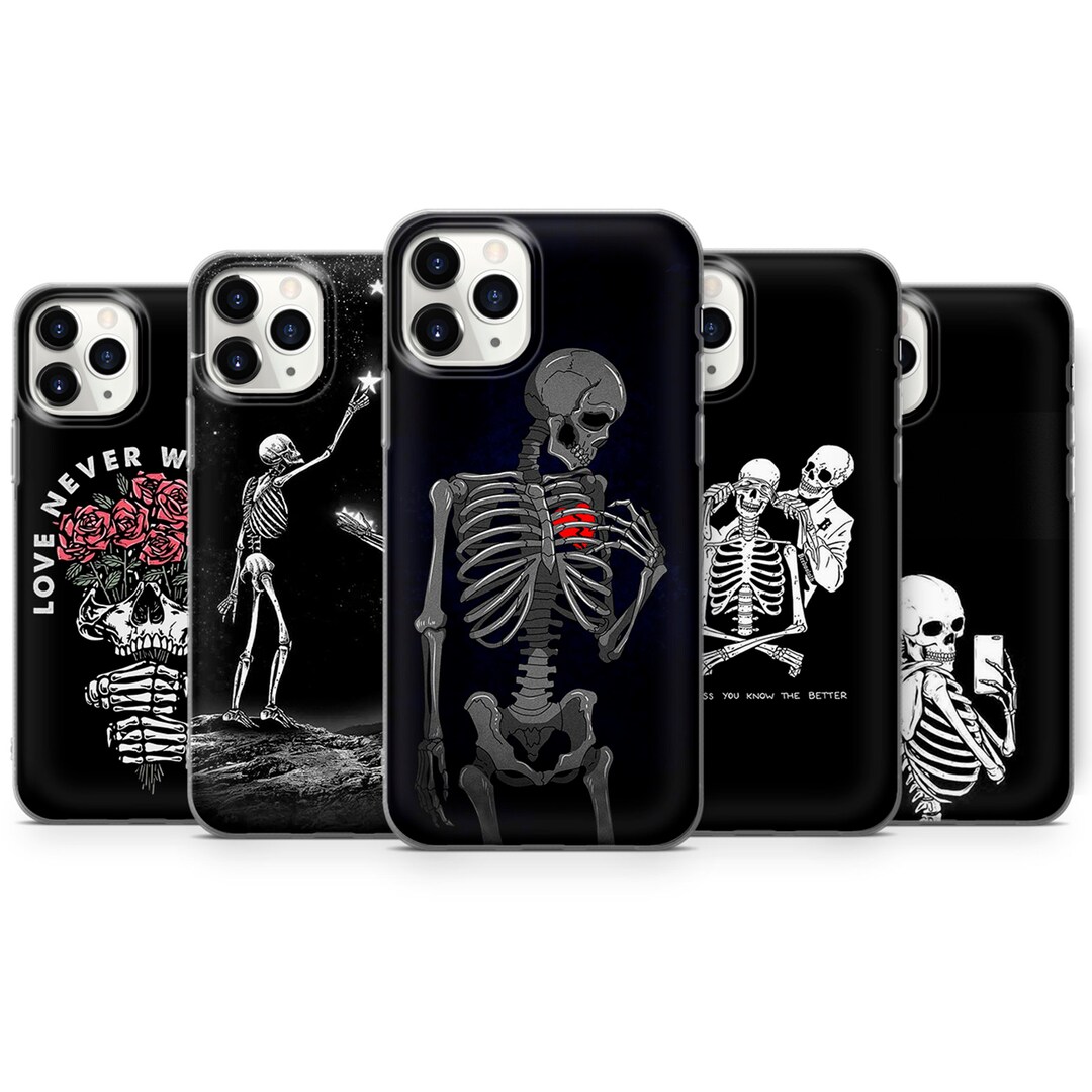 Skeleton Phone Case Black Gothic Cover Fit for iPhone 16 15 14 13 12 11 ...
