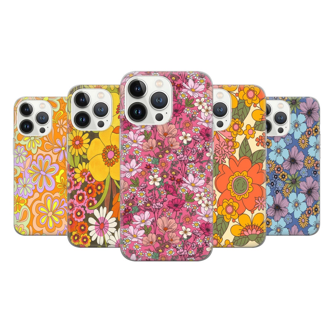Retro Groovy Phone Case 70s Floral Cover Fit for 15 Pro 14 11 12 11 Xr ...
