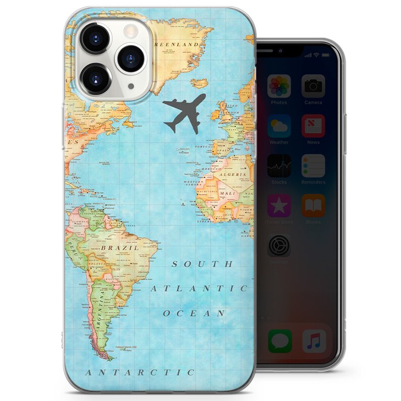 World Map Phone Case Travel Print Cover for iPhone 17 Pro Max, 16e, 15 ...